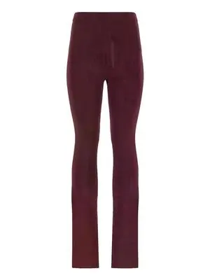 LANEUS Ribbed Flared Trousers - Red