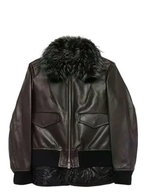 Sacai 2-in-1 Leather Jacket - Brown