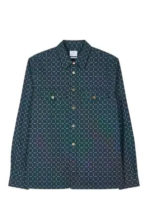 Paul Smith Geometric-print Pocket Shirt - Blue
