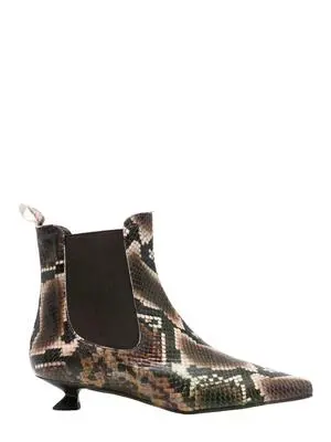 PEDRO MIRALLES Snakeskin Pointed-toe Boots - Brown