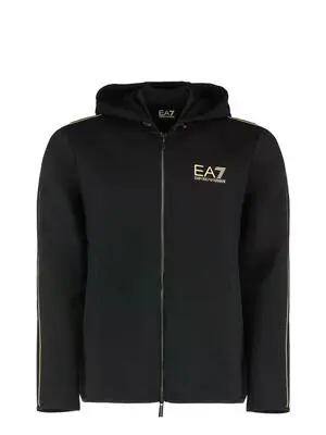 Emporio Armani Logo-print Zip-up Hoodie - Black