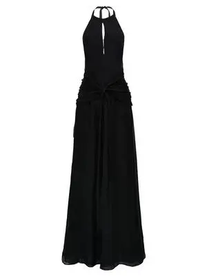 AZLEE Avya Halter-neck Maxi Dress - Black