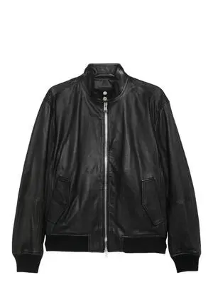 Hugo Boss Leather Bomber Jacket - Black