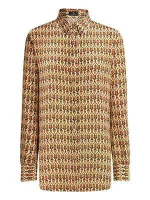 Etro Geometric-print Silk Shirt - Yellow