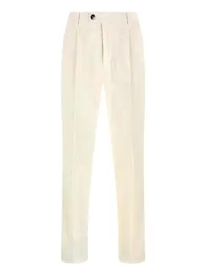 Brunello Cucinelli Pleated-front Corduroy Trousers - White