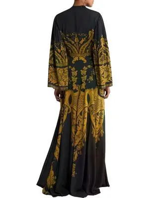Etro Printed Flared Maxi Dress - Black