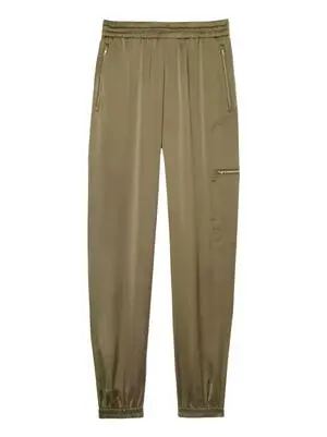 Lacoste Satin Trousers With Zip Pockets - Green