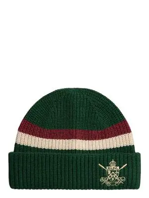 Ralph Lauren Embroidered Rib-knit Wool Beanie - Washed Forest