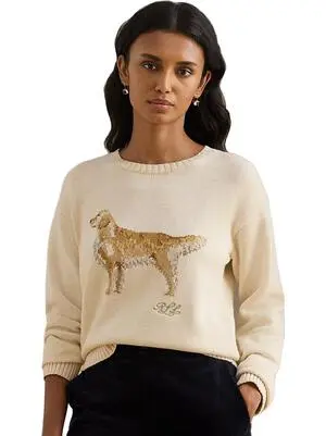 Ralph Lauren Intarsia-knit Golden Retriever Sweater - Mascarpone Cream