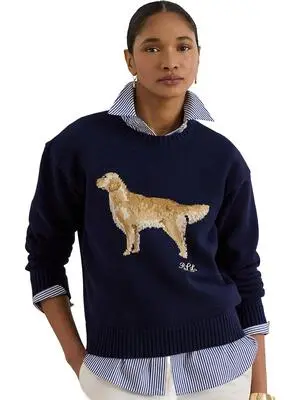 Ralph Lauren Intarsia-knit Golden Retriever Sweater - Refined Navy Multi