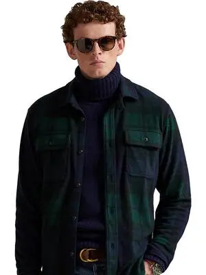 Ralph Lauren Plaid Knit Flannel Overshirt - Blackwatch Plaid