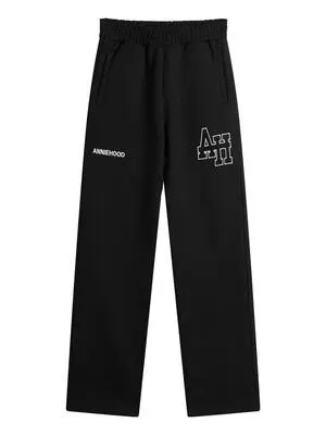 ANNIE HOOD College Straight-leg Joggers - Black/black