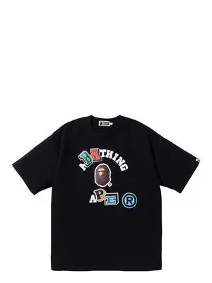 A BATHING APE Fonts Relaxed Fit Collage Heavy Weight Tee Shirt - Black