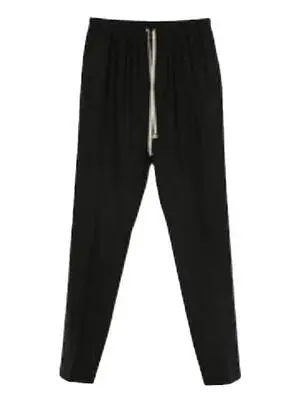 Rick Owens Wool Drawstring Slim Fit Pants - Black