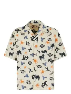 Marni Print Poplin Bowling Shirt - Glass