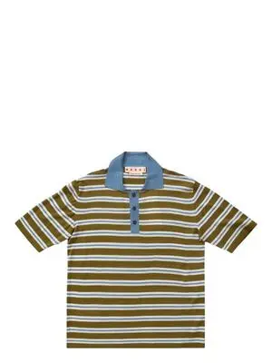 Marni Striped Wool Polo Shirt - Grass