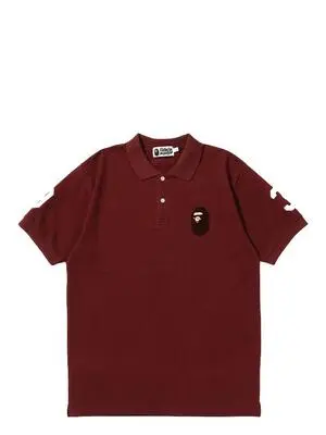 A BATHING APE Large Ape Head Polo Shirt - Burgundy Brown