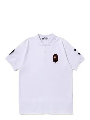 A BATHING APE Large Ape Head Polo Shirt - White Brown