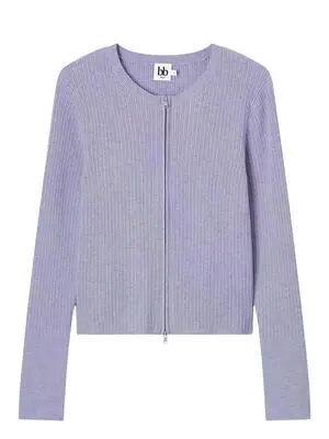 B+AB Ribbed-knit Cardigan - Purple