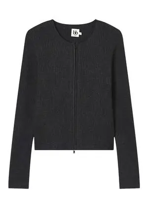 B+AB Ribbed Zip-front Cardigan - Grey