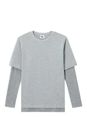 B+AB Layered Cotton T-shirt - Grey