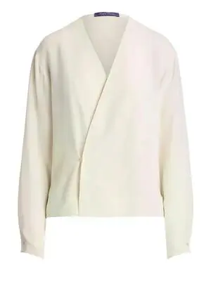 Ralph Lauren Wrap-front Long-sleeve Top - Neutrals