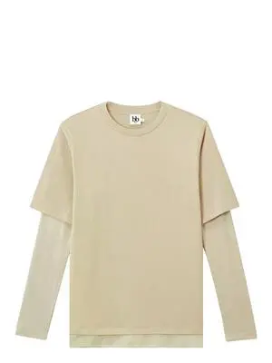 B+AB Layered Cotton T-shirt - Neutrals