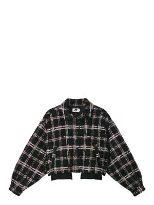 IZZUE Checked Balloon-Sleeve Jacket