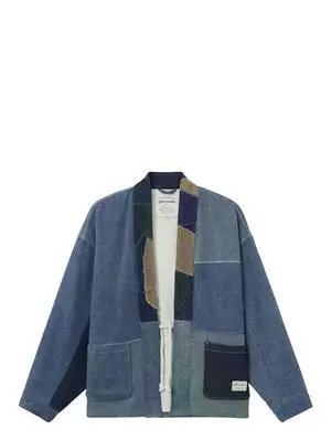 AFTERMATHS Patchwork Denim Jacket - Blue
