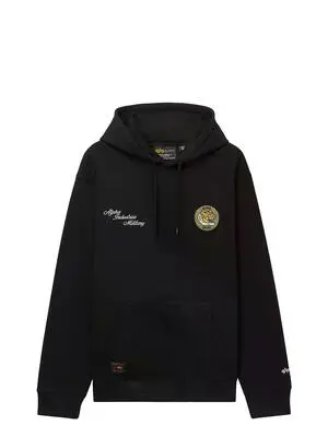 Alpha Industries Tiger-patch Embroidered-logo Hoodie - Black