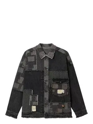 MUSIUM DIV. Patchwork Frayed-effect Shirt Jacket - Black