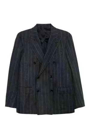 LARDINI Striped Double-breasted Suit - Blue