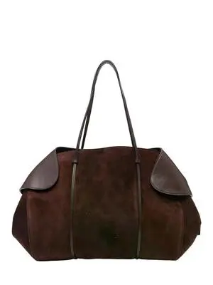 NEOUS Leather-trimmed Suede Shoulder Bag - Brown