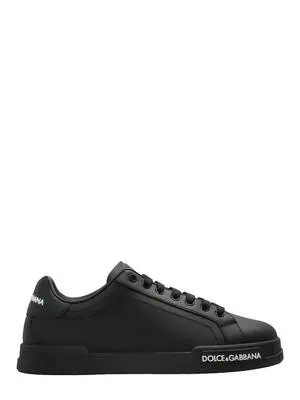 Dolce & Gabbana Logo-detail Leather Sneakers - Black