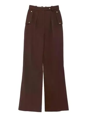Elisabetta Franchi Pleated Trousers With Button Details - Brown