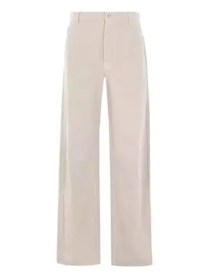 Brunello Cucinelli Button-zip Logo-patch Trousers - Neutrals
