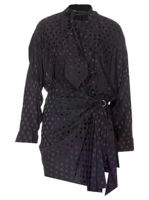 Isabel Marant Polka-dot Tie-belt Dress - Black