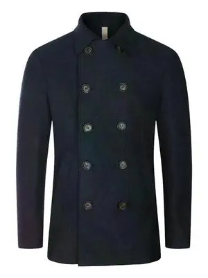 Eleventy Double-breasted Wool Coat - Blue
