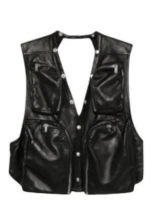 Rick Owens Imbottito Leather Cargo Vest - Black