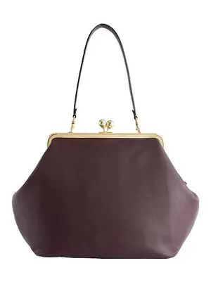 COACH Large Kisslock Frame Leather Shoulder Bag - B4/black Currant