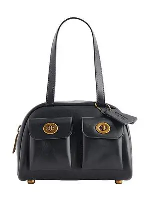 COACH Twin Turnlock 20 Leather Shoulder Bag - B4/black