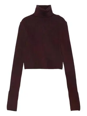 ELISABETTA FRANCHI Ribbed Turtleneck Crop Top