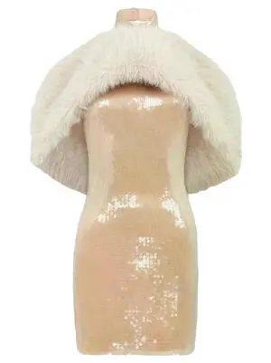 David Koma Faux-fur Sequin Embellished Mini Dress - Neutrals