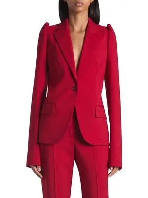 Alexander McQueen Wool Grain De Poudre One-button Jacket - Crimson