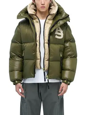 ALPHA STYLE Kudu Hooded Puffer Down Jacket - Green