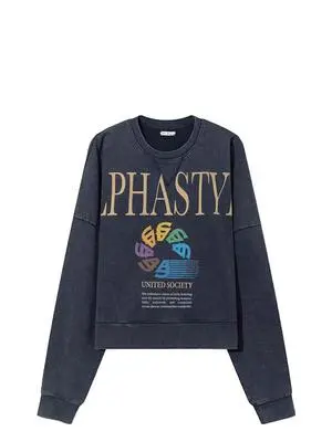 ALPHA STYLE Heavyweight French Terry Crewneck Sweatshirt Navy
