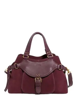 AIMEE Dash Large Leather Satchel Cherry Suede