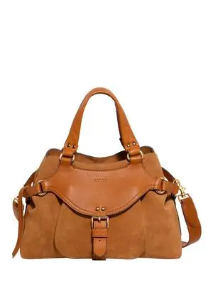 AIMEE Dash Large Leather Satchel Rustic Caramel Suede