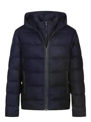FAY Hooded Quilted Jacket Blue