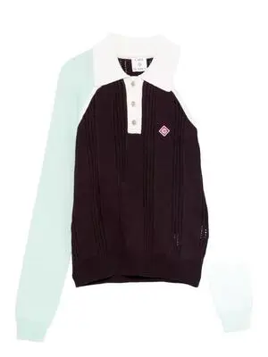 Casablanca Colourblock Polo Top - Red